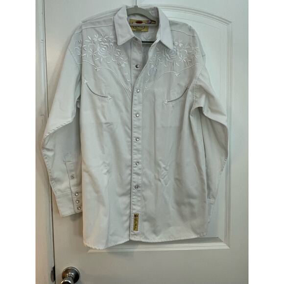 Larry Mahan | Shirts | Vintage Larry Mahan White Floral Embroidered ...